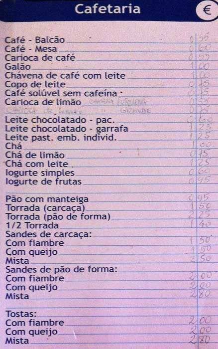 Menu em Casa Maroto café, São Pedro da Cadeira