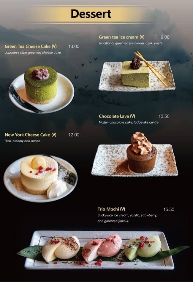 Menu at Hayashi Japanese Restaurant, Applecross