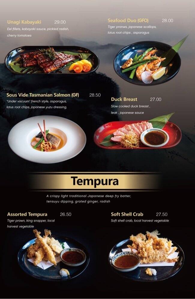 Menu at Hayashi Japanese Restaurant, Applecross