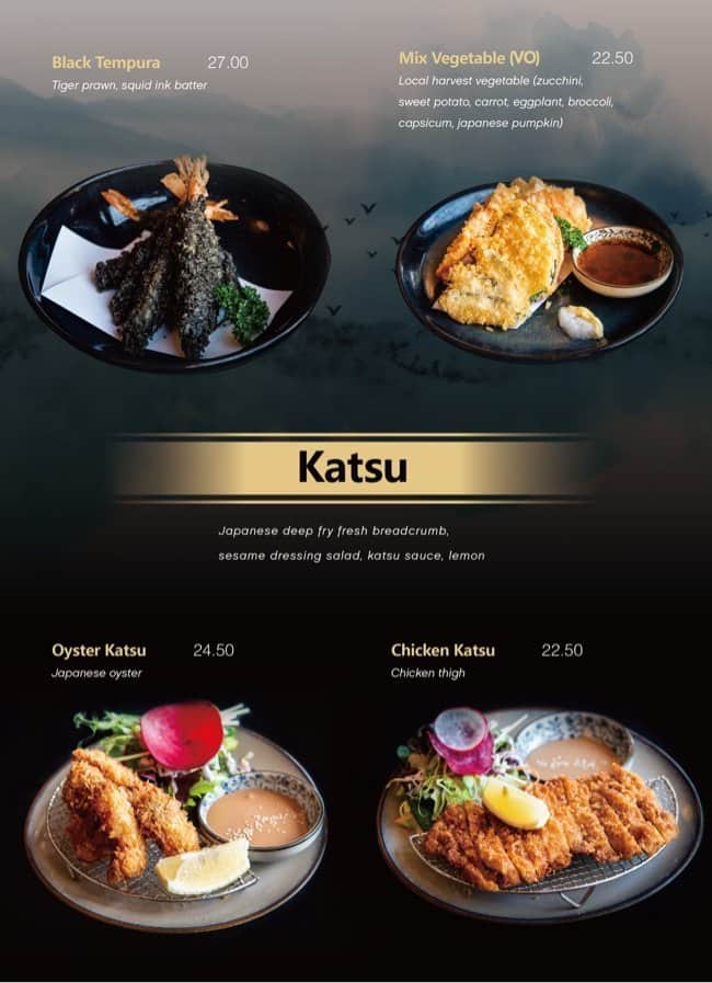 Menu at Hayashi Japanese Restaurant, Applecross