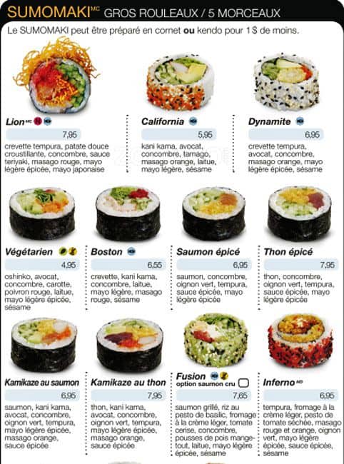 Menu at Sushi Shop restaurant, Montreal, 1000 Rue De La Gauchetière O