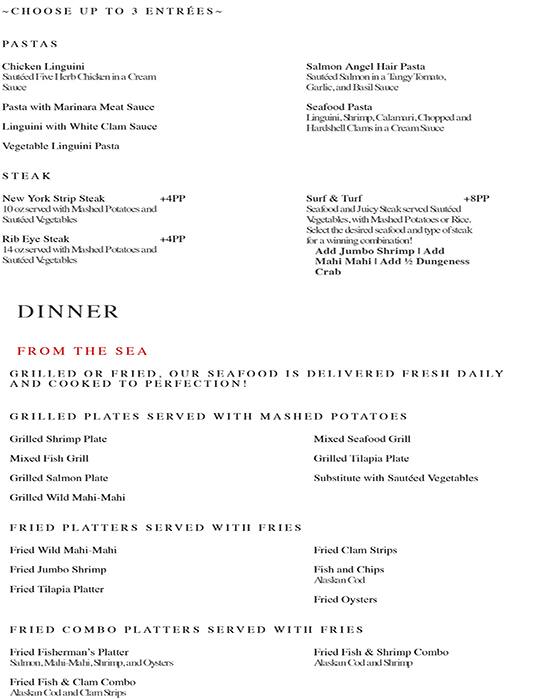 Menu at Eagle Cafe, San Francisco, Pier 39