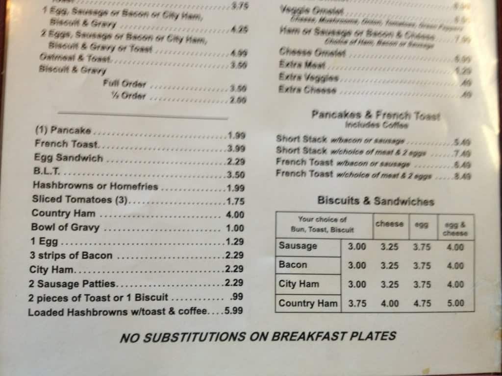 Menu at 50'S Cafe, Calvert City