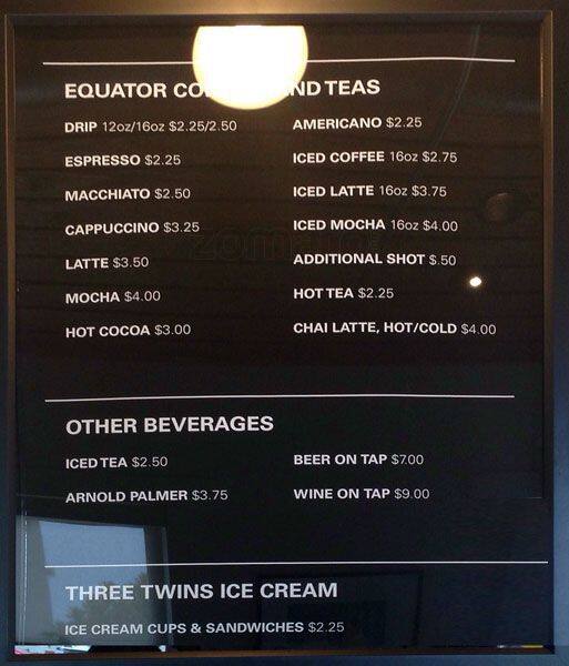 Menu at TRANSIT Cafe, San Francisco