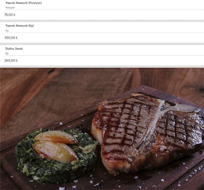 Menu at One Steak House, Istanbul, Atatürk Blv. 33 A