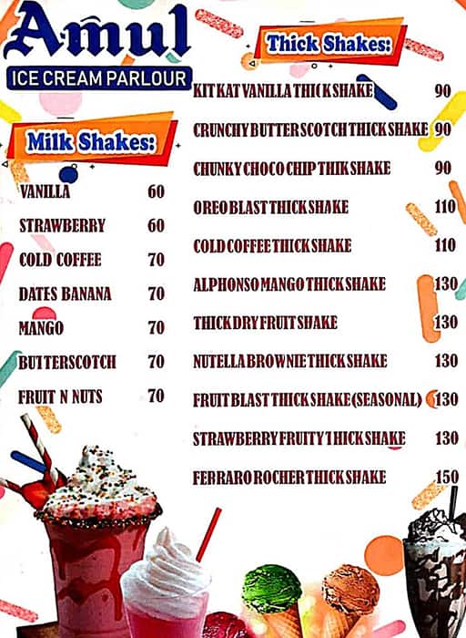 Amul Ice Cream Parlour Menu