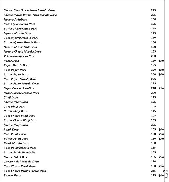 Menu at Cafe Vrindavan Pure Vegetarian, Navi Mumbai