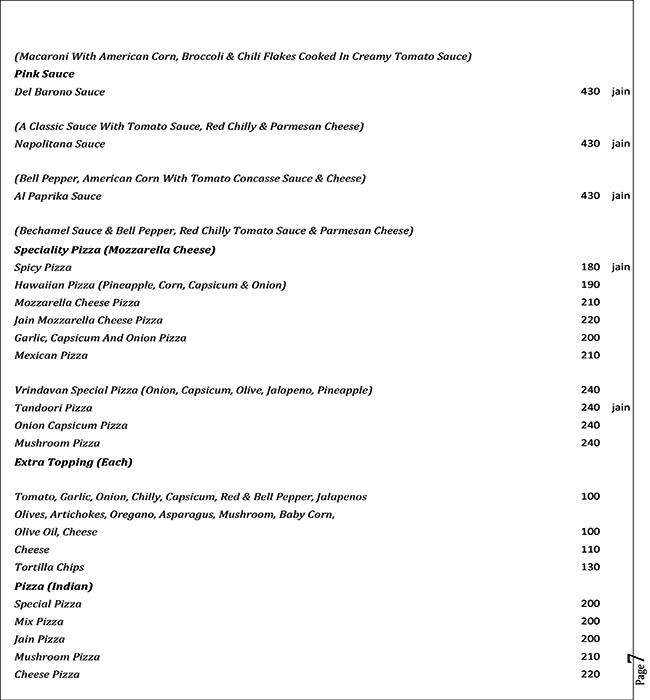 Menu at Cafe Vrindavan Pure Vegetarian, Navi Mumbai