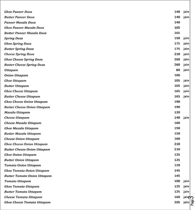 Menu at Cafe Vrindavan Pure Vegetarian, Navi Mumbai