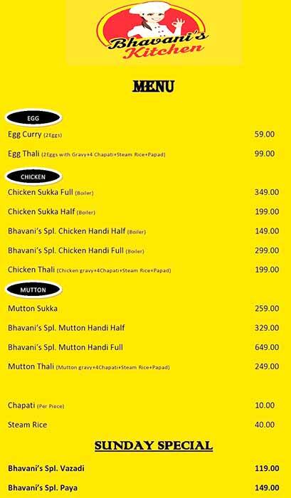 Menu of Bhavani's Kitchen, Badlapur, Thane