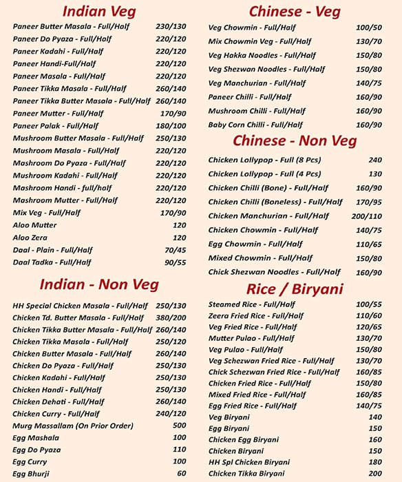 Menu of Hunger Hub, Khajpura, Patna