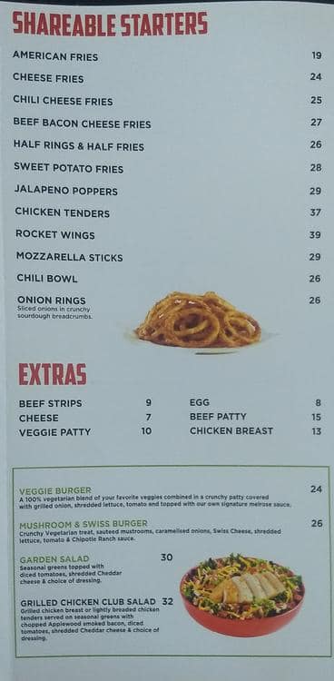 Carta del restaurante Johnny Rockets, Dubai, Sheikh Mohammed Bin Zayed Rd