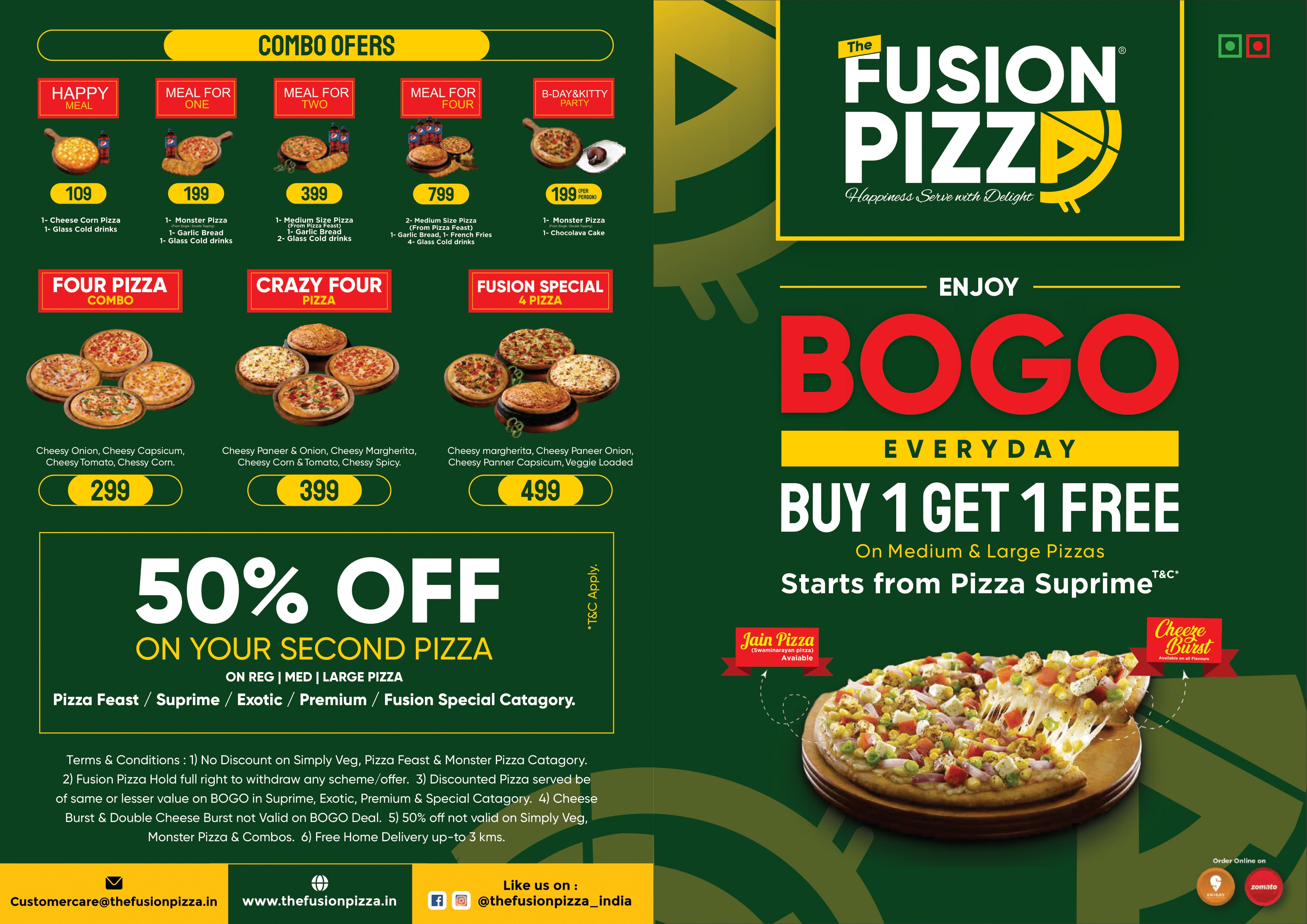 Menu of The Fusion Pizza, Infocity, Gandhinagar