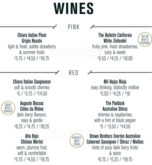 Menu at Elizabethan pub & bar, Stockport, 33 Heaton Moor Rd