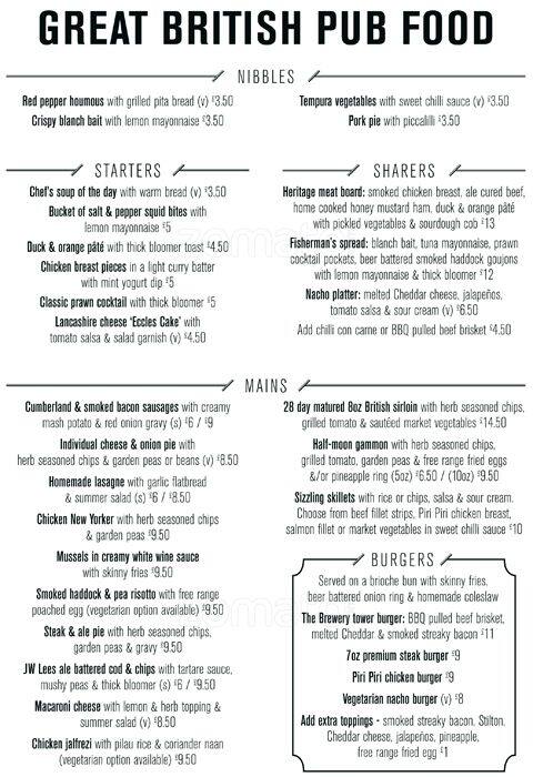 Menu at The Elizabethan pub & bar, Stockport, 33 Heaton Moor Rd