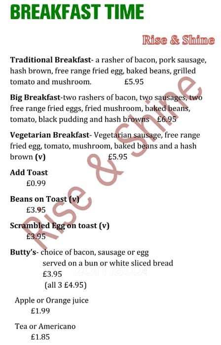 Menu at Elizabethan pub & bar, Stockport, 33 Heaton Moor Rd