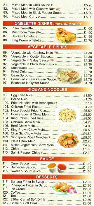 Menu at A Taste of China restaurant, Edinburgh