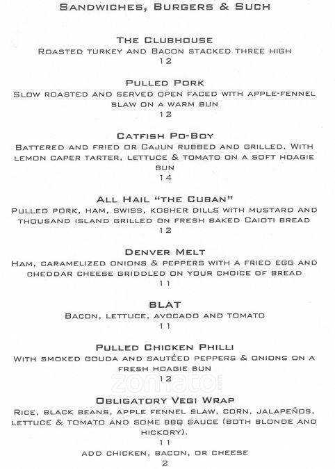 Menu at Jethro's Fine Grub pizzeria, Vancouver, Fraser Street