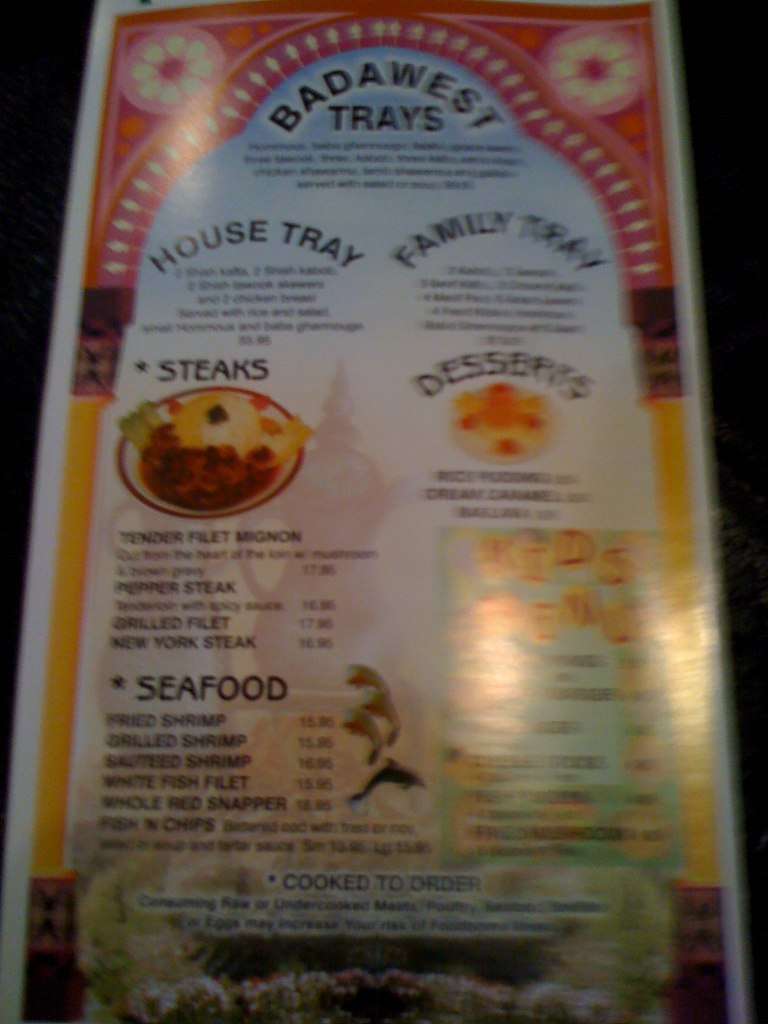 Menu at Badawest Restaurant, Flint