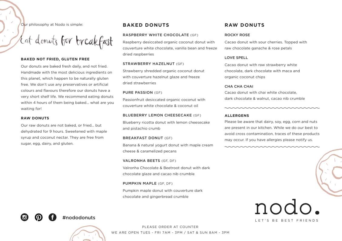 Menu at Nodo cafe, Newstead, 1 Ella St