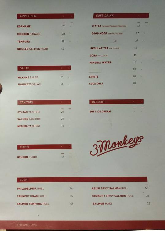 3 Monkeys Menu, Menu for 3 Monkeys, Lebak Bulus, Jakarta - Zomato Indonesia