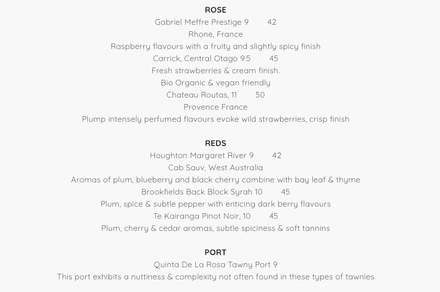 Menu at Beachcomber Cafe & Bar, Orewa