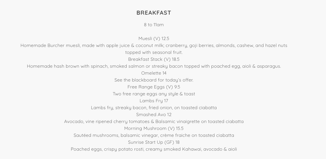 Menu at Beachcomber Cafe & Bar, Orewa