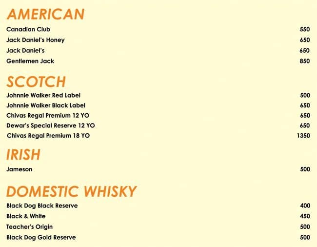 Menu at Alfresco by Bene -Sheraton Grand Bangalore Hotel at Brigade ...