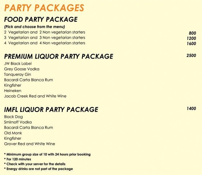 Menu at Alfresco by Bene -Sheraton Grand Bangalore Hotel at Brigade ...