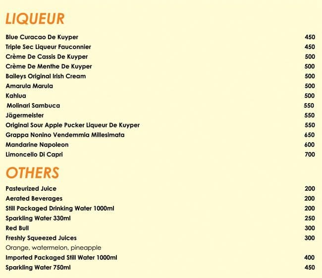 Menu at Alfresco by Bene -Sheraton Grand Bangalore Hotel at Brigade ...