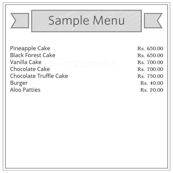 Menu of Baker's Crown, Old Railway Road, Gurgaon