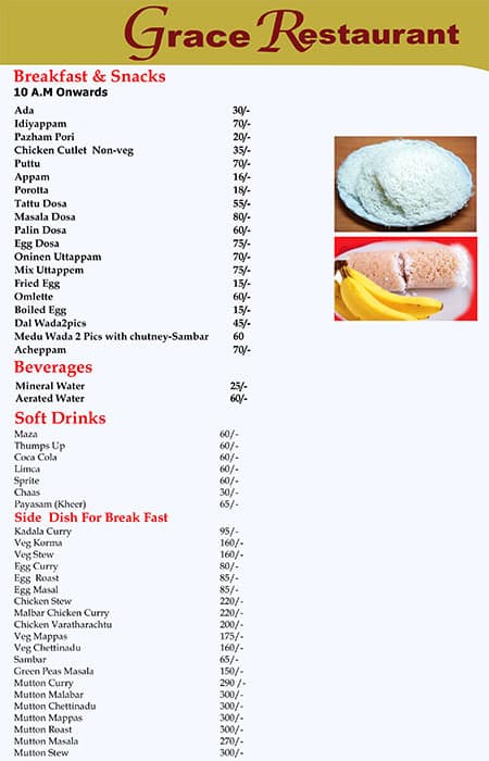 Menu of Grace, Kharghar, Navi Mumbai