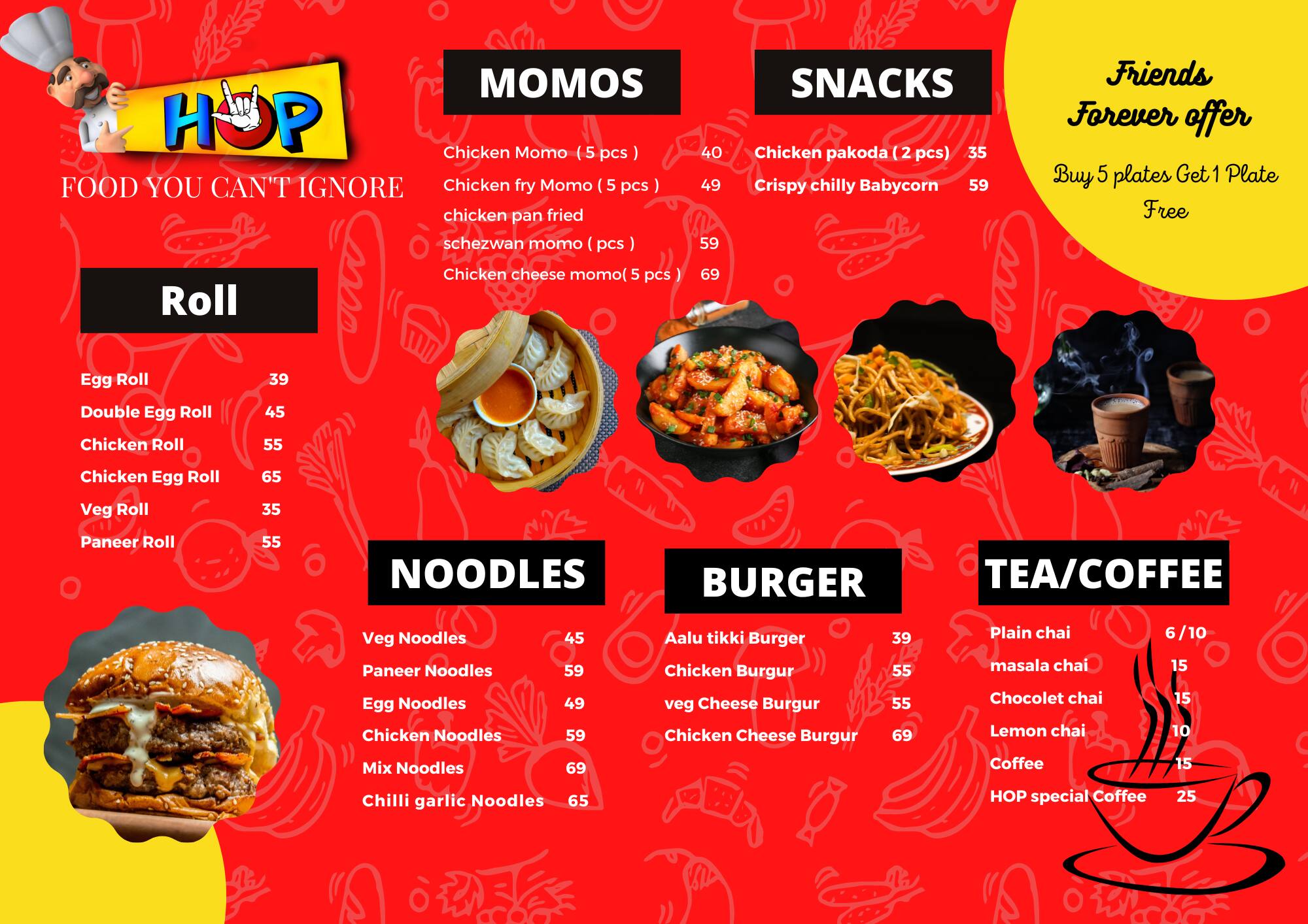 Menu of HOP Restro, Barasat, Kolkata