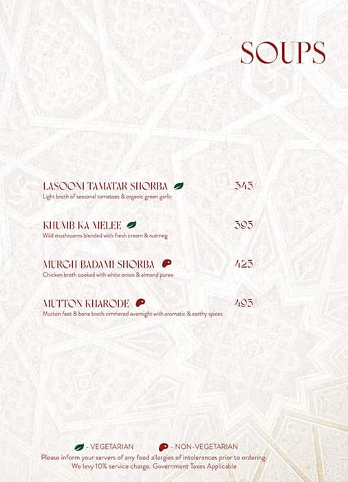 Menu of Qavalli, Aerocity, New Delhi