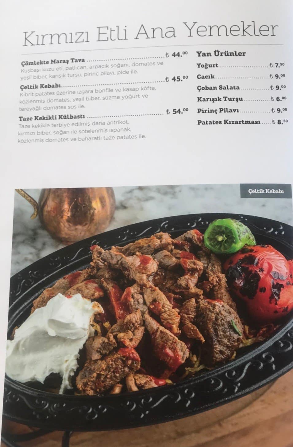Menu at Mado, Istanbul, Fatih Sultan Mehmet Cd. No:34