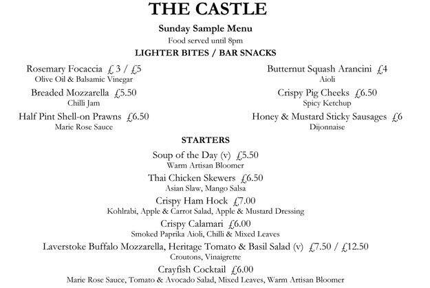 Menu at The Castle, Harrow pub & bar, Harrow, 30 West St