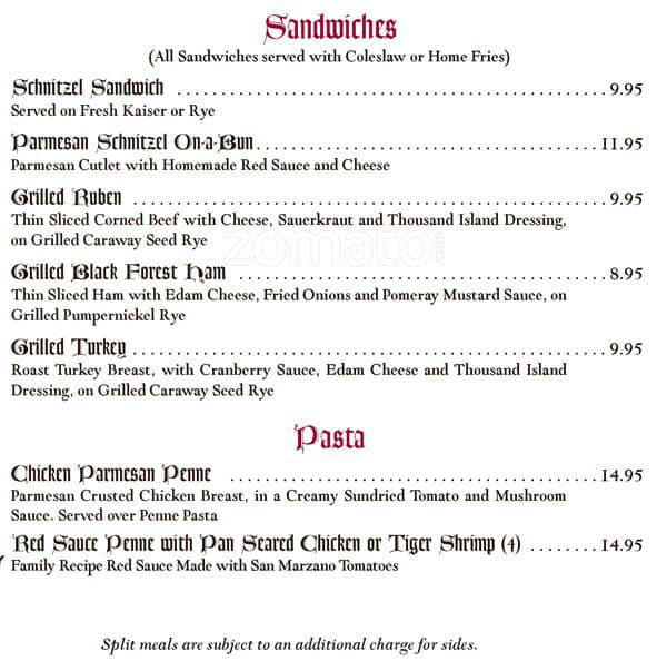 Menu at Old Country Inn restaurant, Markham