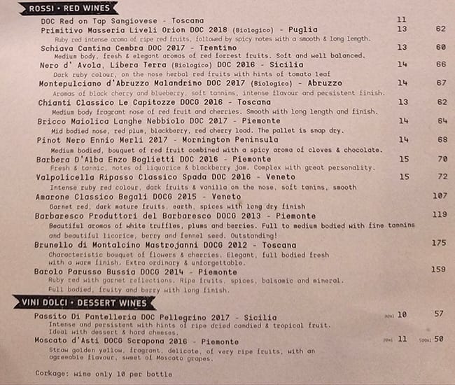 Menu at DOC Espresso pub & bar, Carlton, 326 Lygon St