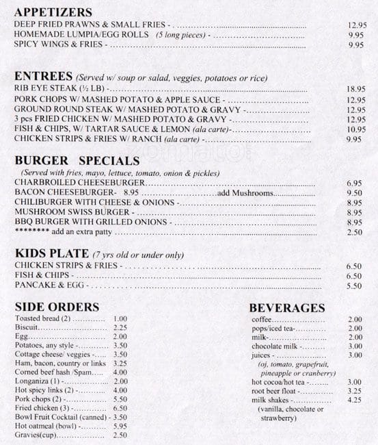 Menu at Ludi's restaurant, Seattle