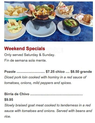 Menu at Playa Azul Mexican Restaurant, Denver, 1423 S Federal Blvd