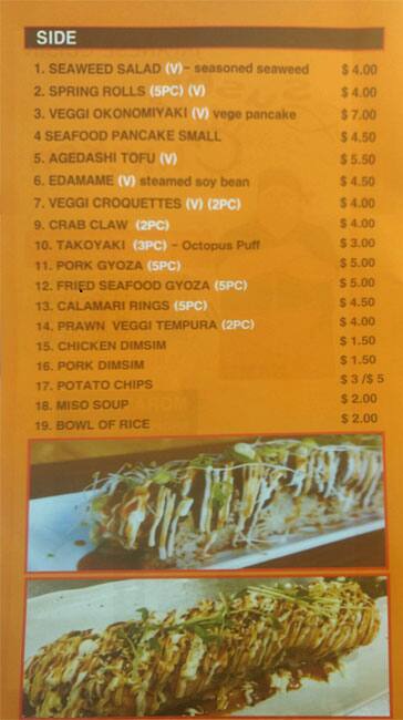 Menu at Namu Japanese Cuisine restaurant, Morayfield