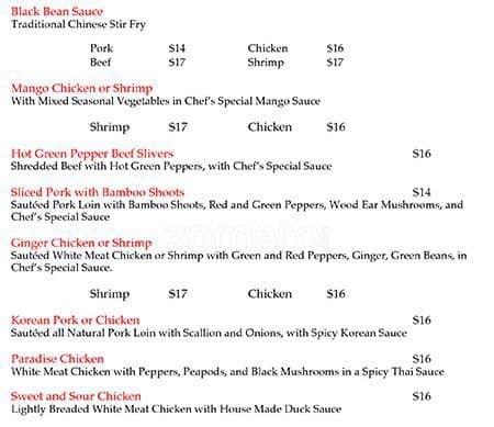 Menu at Enso restaurant, Pittsfield, South St