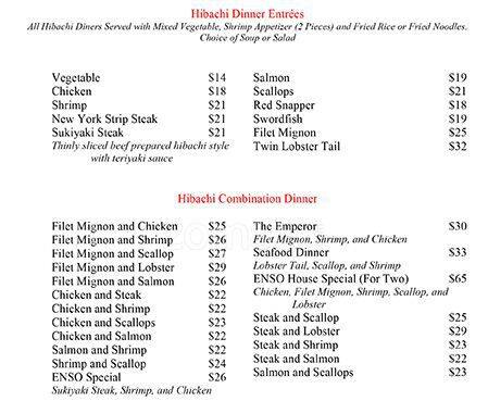 Menu at Enso restaurant, Pittsfield, South St