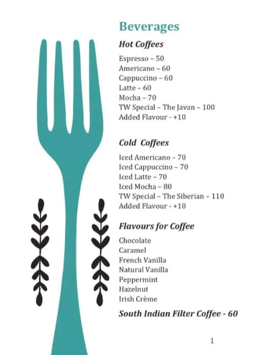 Menu at Harley Davidson Coffee Lounge, Nagpur