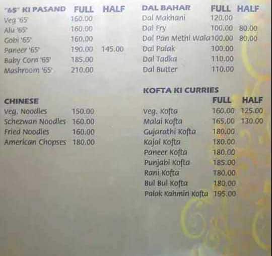 Menu of Santhu Veg Dhaba, Gachibowli, Hyderabad
