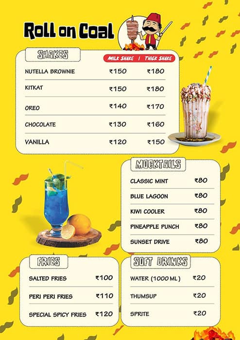 Menu of Roll On Coal, Kukatpally, Hyderabad