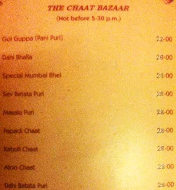 Menu at Sixth Main, Mysuru