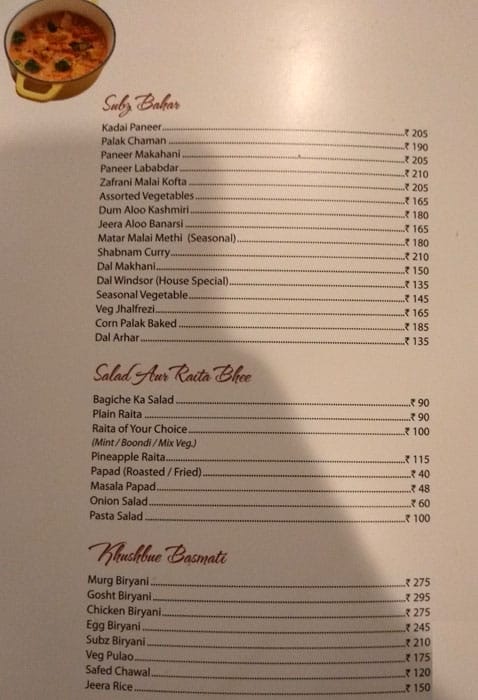 Menu at Bell Pepper Restaurant - Hotel Windsor, Patna