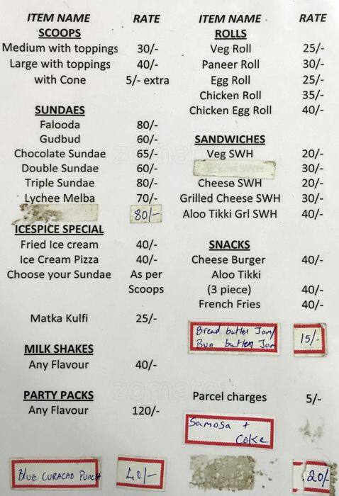 Menu at Ice And Spice, Bengaluru, 27