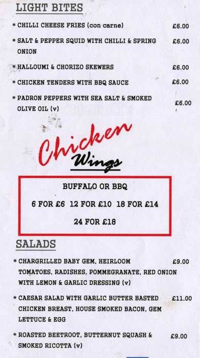 Menu at The Union Tavern pub & bar, London, 45 Woodfield Rd